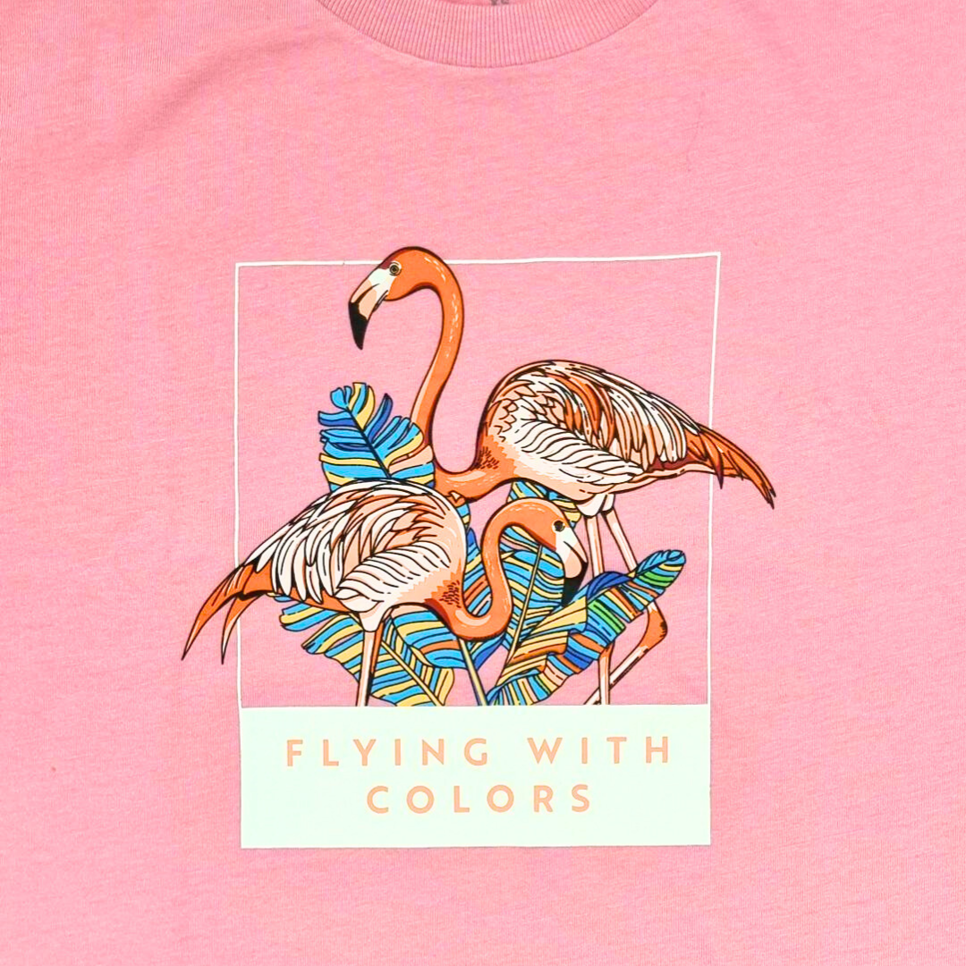 Flying With Colour Flamingo Group Adult T-Shirt | Mandai Wildlife Reserve
