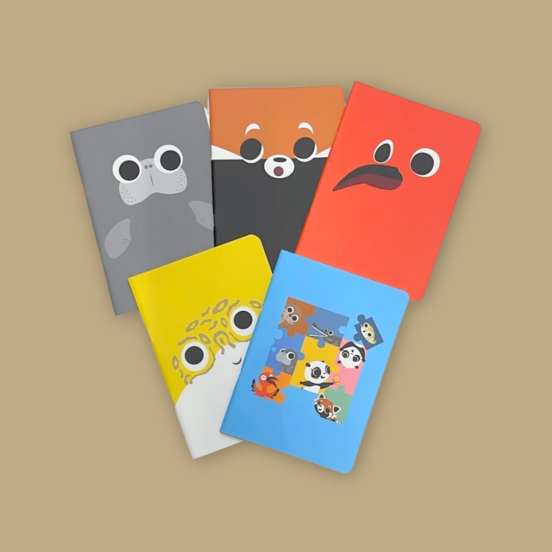 Panda And Friends A6 Notebook 5 Piece Set | Mandai Wildlife Reserve